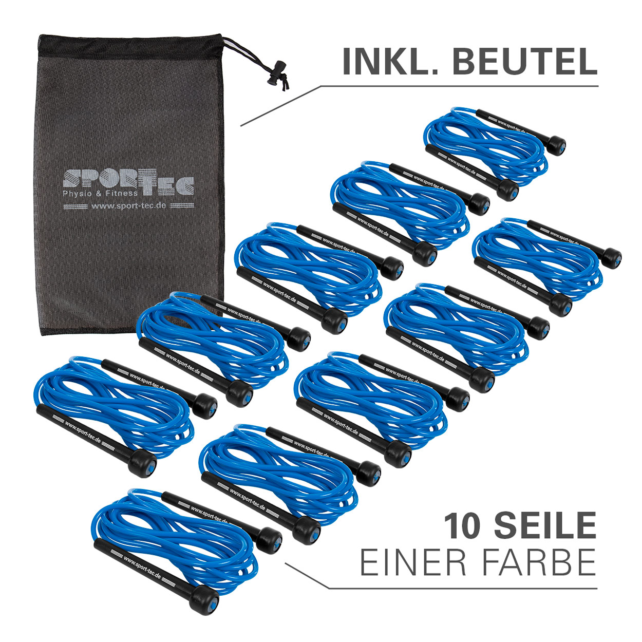 Springseil Speed Rope-Set, verstellbar, 300 cm, 10 Seile, inkl ...